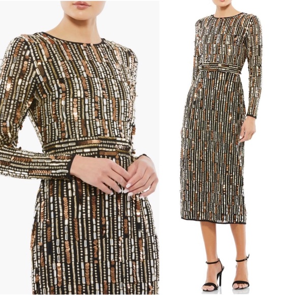 Mac Duggal | Dresses | Mac Duggal 9359 Embellished Long Sleeve Colin ...